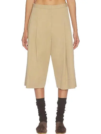 THE ROW Kalyan Wide Leg Pleated Short - Sand