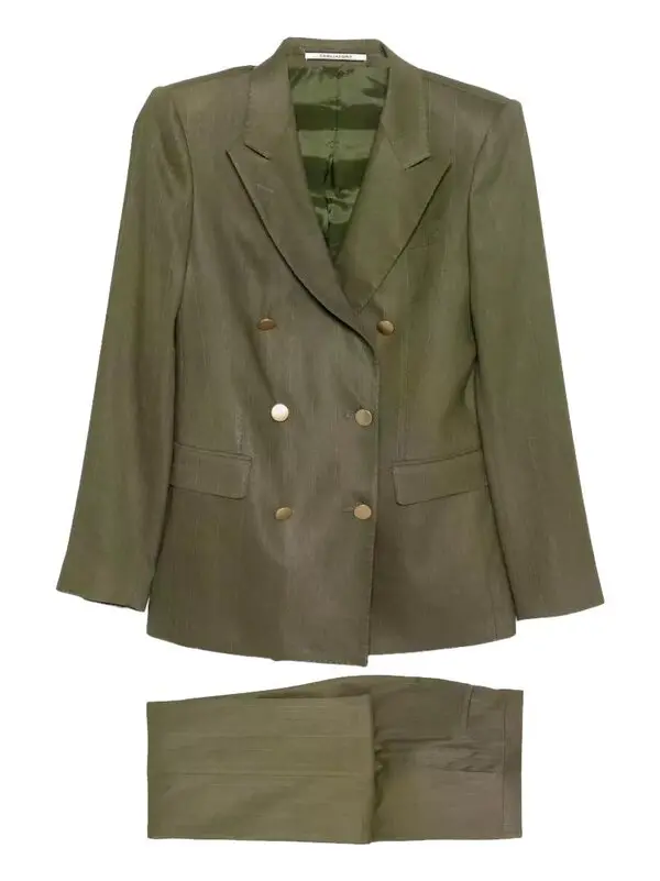 Tagliatore Pinstriped Double-breasted Suit - Green