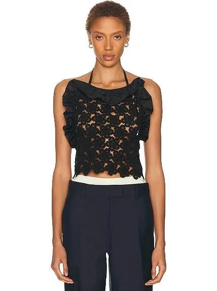 Miu Miu Macramé Anemone Top - Nero