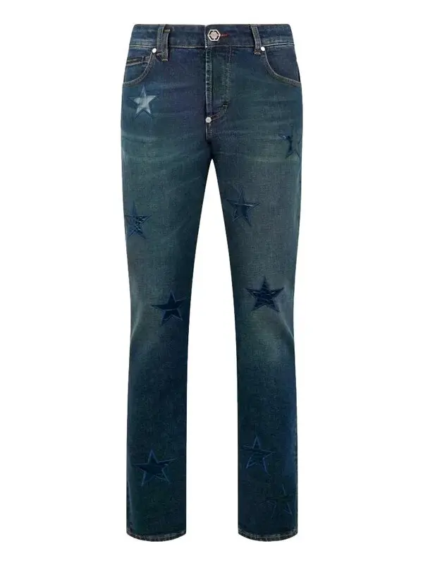 Philipp Plein Star-patch Straight Jeans - Blue
