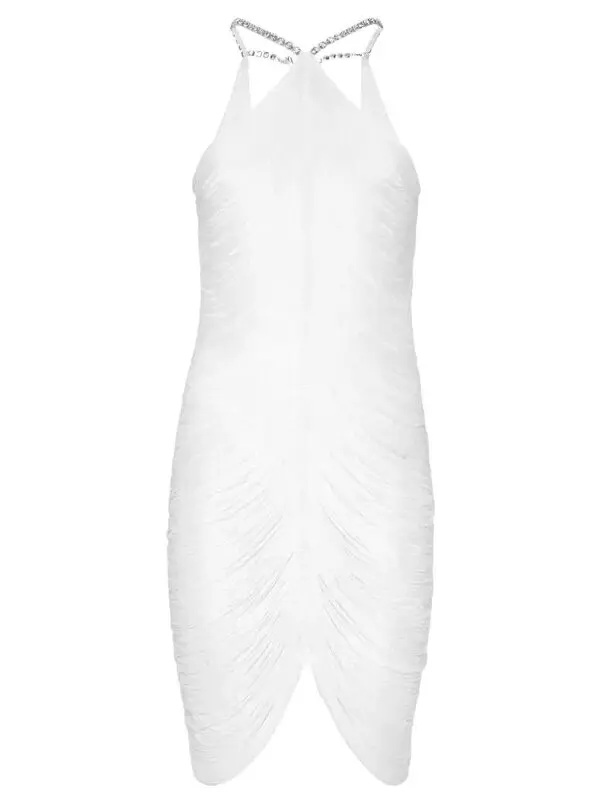 Philipp Plein Draped Fringe Mini Dress - White