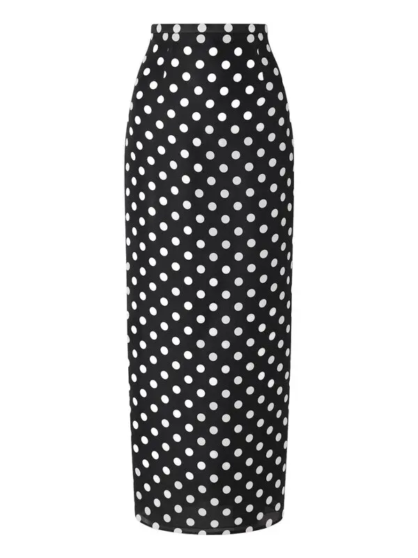 Khaite Winton Polka-dot Silk Midi Skirt - Black
