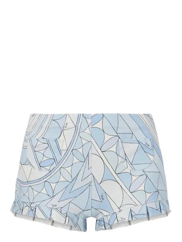 Emilio Pucci Pleated Printed Cotton-jersey Shorts - Blue