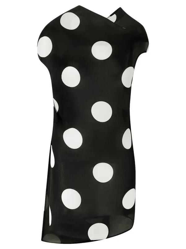 Khaite Tatia Draped Polka-dot Mini Dress - Black