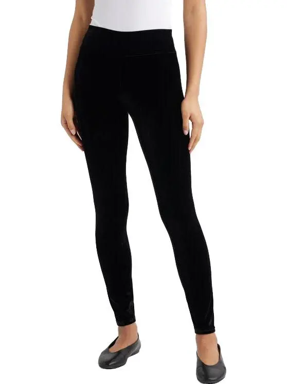 Hue High Waist Velvet Leggings - Black