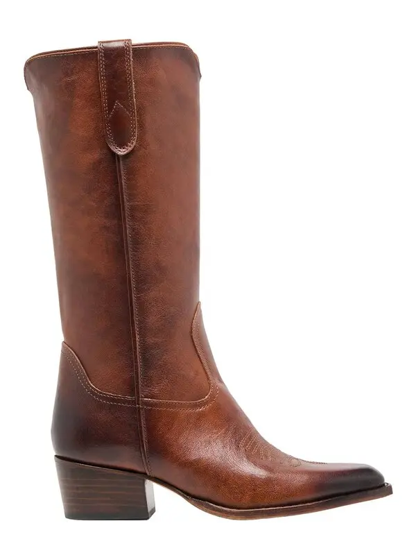 DOLCEVITA Vigla Western Boots - Chestnut Leather