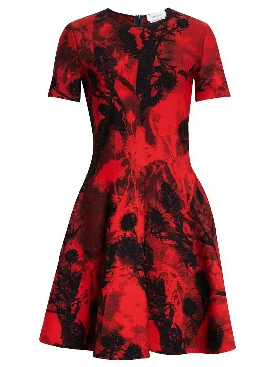 Alexander McQueen Floral Jacquard Mini Sweater-dress - Red/black