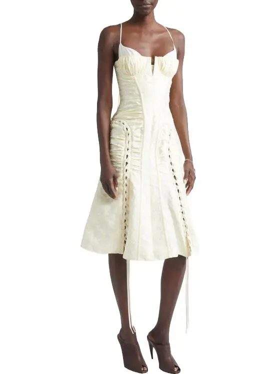 Alexander McQueen Floral Jacquard Corset Dress - Cream