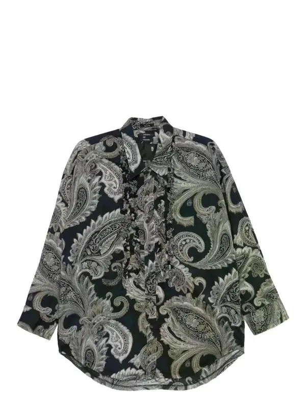 R13 Ruffled Paisley-print Shirt - Black