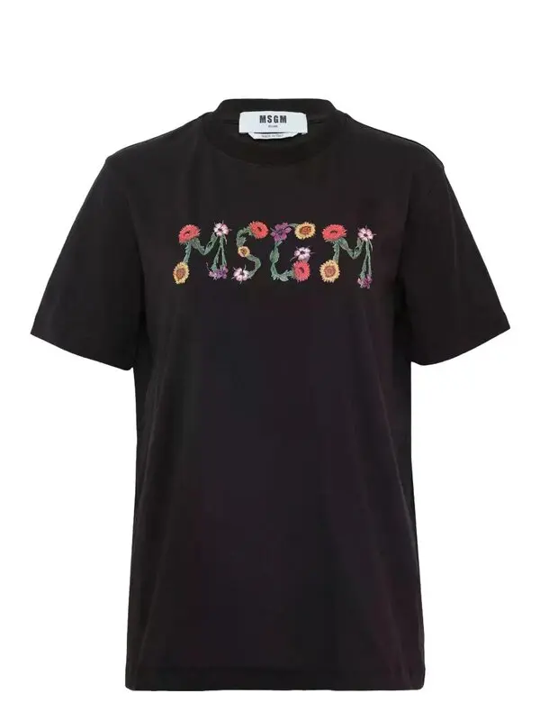 MSGM Floral Logo T-shirt - Black