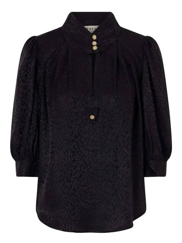 Maison Mayle Silk-satin Jacquard Blouse - Black