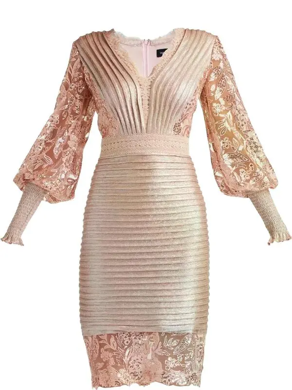 Tadashi Shoji Lovell Lace Bishop Sleeve Dress - Pink