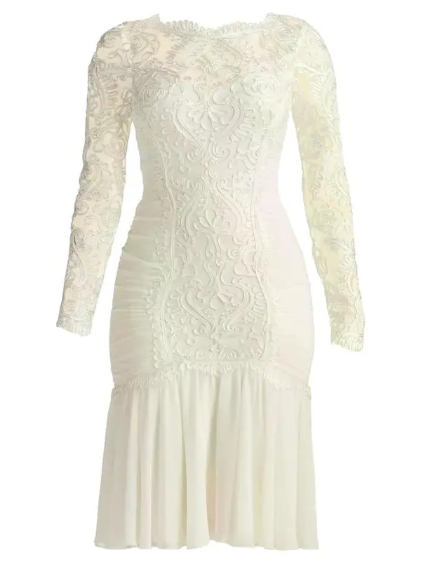 Tadashi Shoji Novara Lace Long-sleeved Dress - White