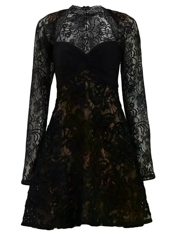 Tadashi Shoji Sayda Lace Appliqué Dress - Black