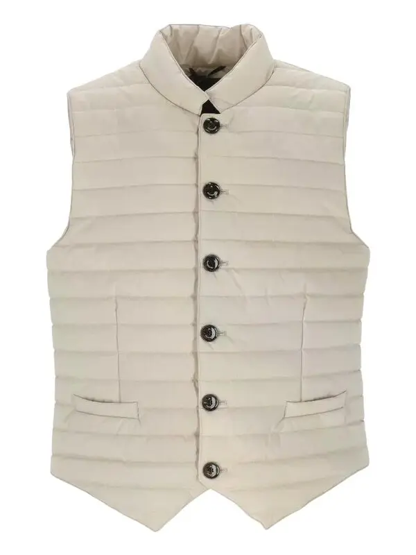 ON THE BUND Padded Button Vest - Grey