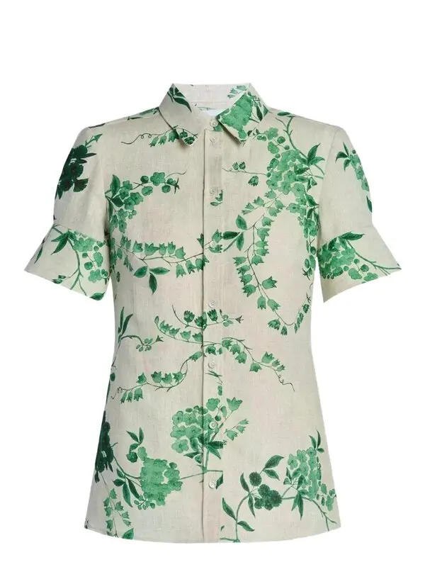 Erdem Short-sleeve Floral-print Shirt - Neutrals