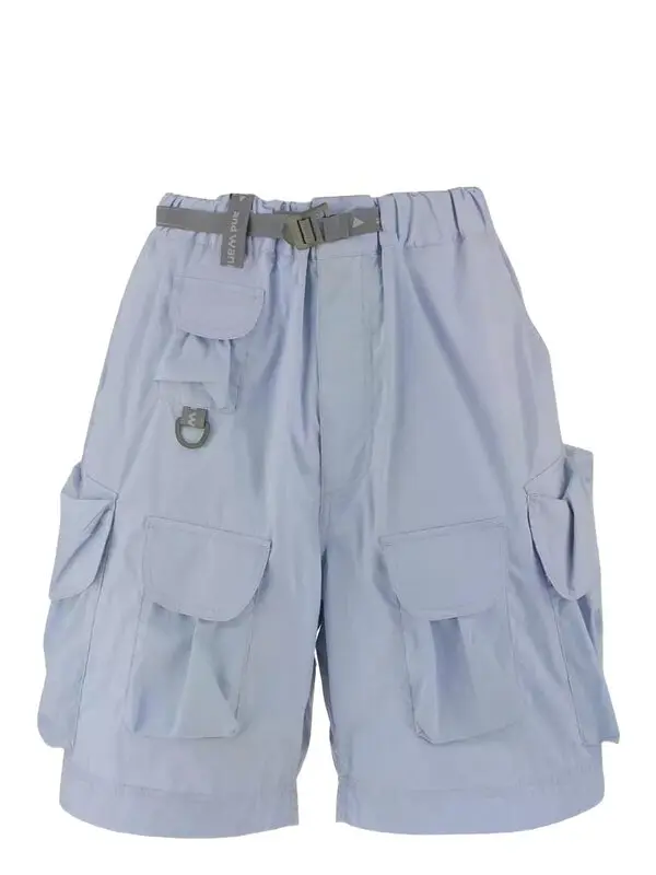 AND WANDER Belted Multi-pocket Shorts - Blue