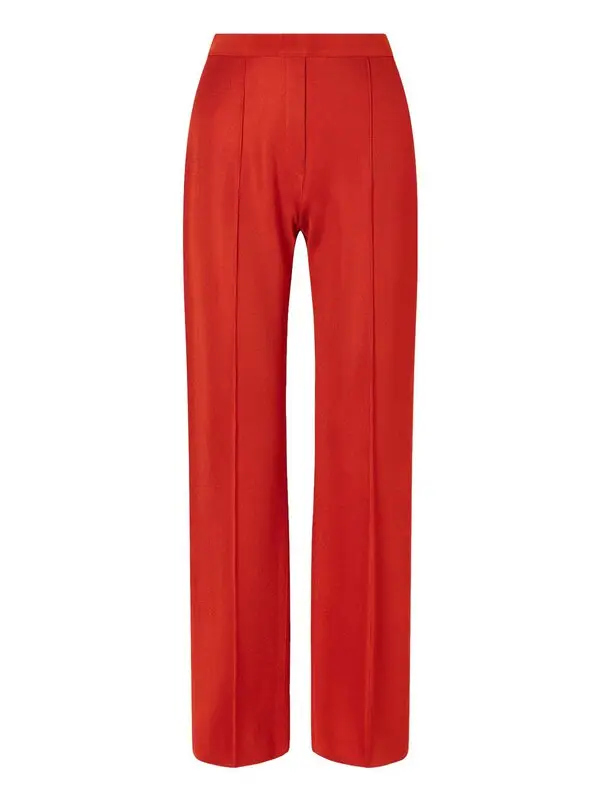 HIGH SPORT Evie Pleated Knitted Wide-leg Pants - Crimson