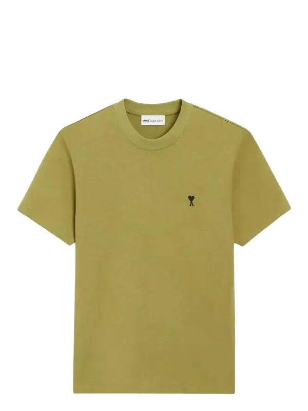 Ami Crew-neck T-shirt With Logo - Green