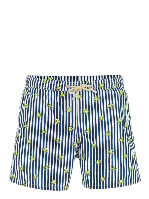 MC2 SAINT BARTH Striped Octopus-print Swim Shorts - Blue