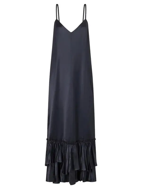 JIL SANDER Silk-blend Satin Maxi Dress - Black