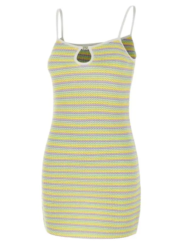 Casablanca Bourgeois Striped Knit Dress - Yellow