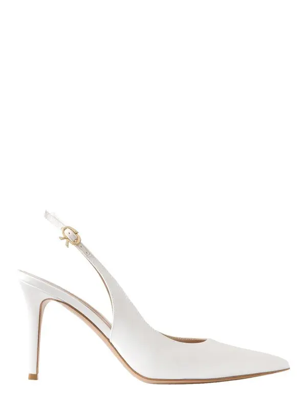 GIANVITO ROSSI Ribbon 85 Satin Slingback Pumps - White
