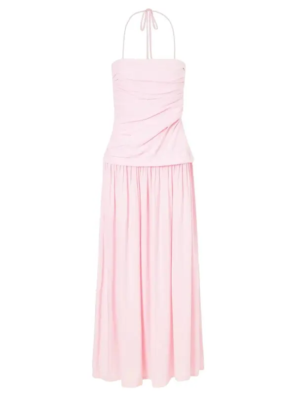 Faithfull The Brand Notte Ruched Linen Maxi Dress - Pink