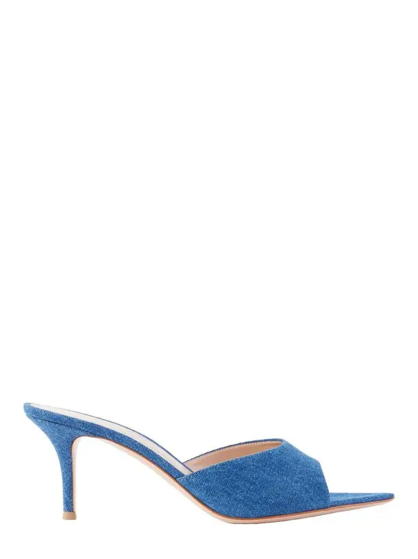 GIANVITO ROSSI Elle 70 Denim Sandals - Blue