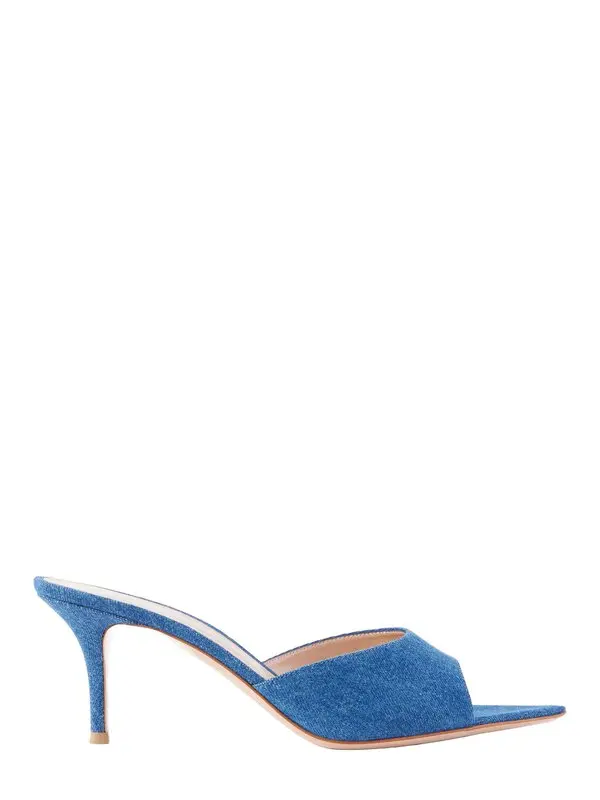 GIANVITO ROSSI Elle 70 Denim Sandals - Mid Denim