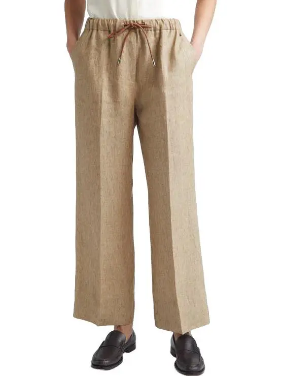 Herno Linen Water Repellent Drawstring Pants - Sand