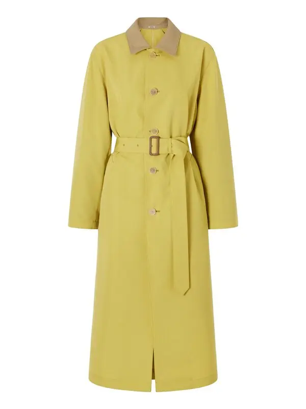 Auralee Belted Wool-canvas Trench Coat - Yellow
