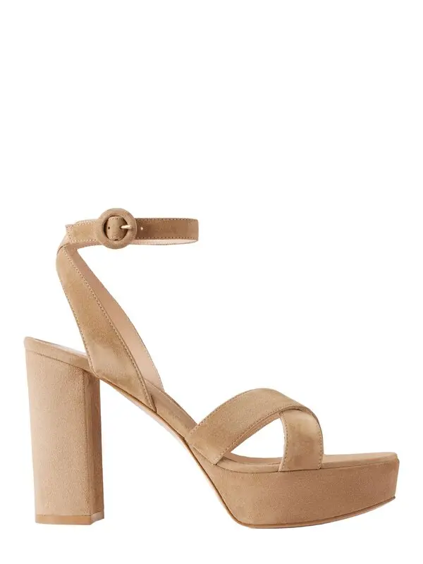 GIANVITO ROSSI Sabrina Suede Sandals - Camel