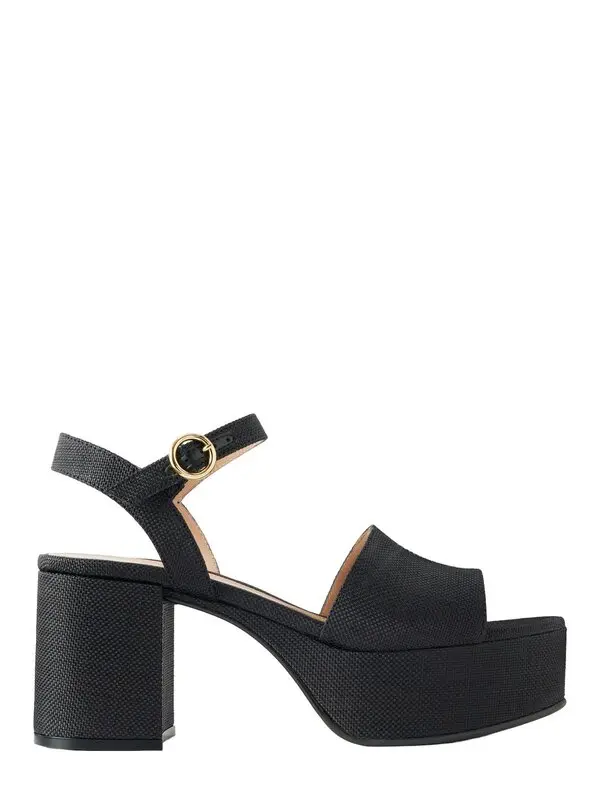 GIANVITO ROSSI Carol 35 Raffia Platform Sandals - Black