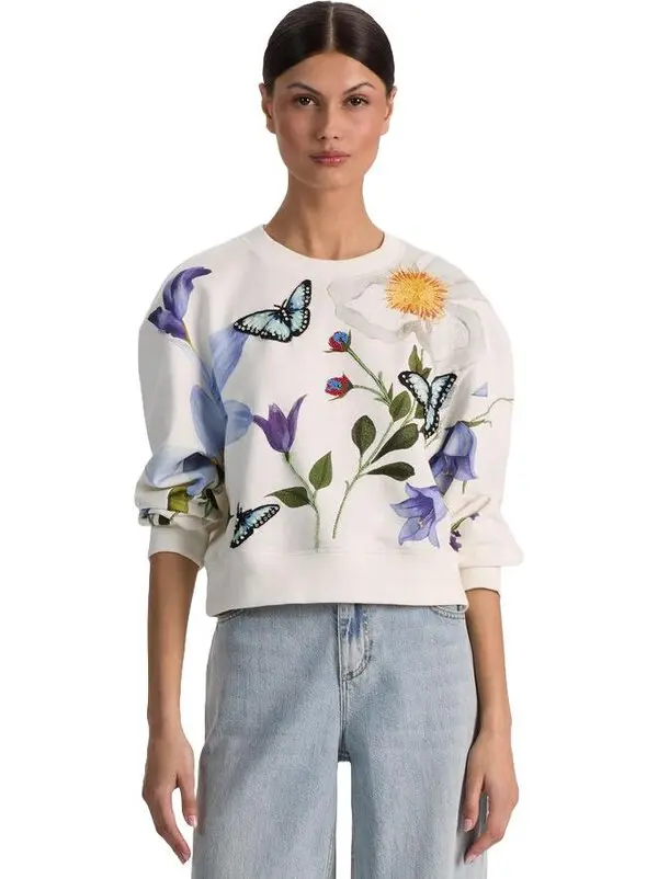 Alice + Olivia Russell Embellished Crewneck Sweatshirt - White