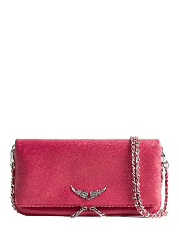 Zadig&Voltaire Rock Clutch With Rhinestone Wings - Silver