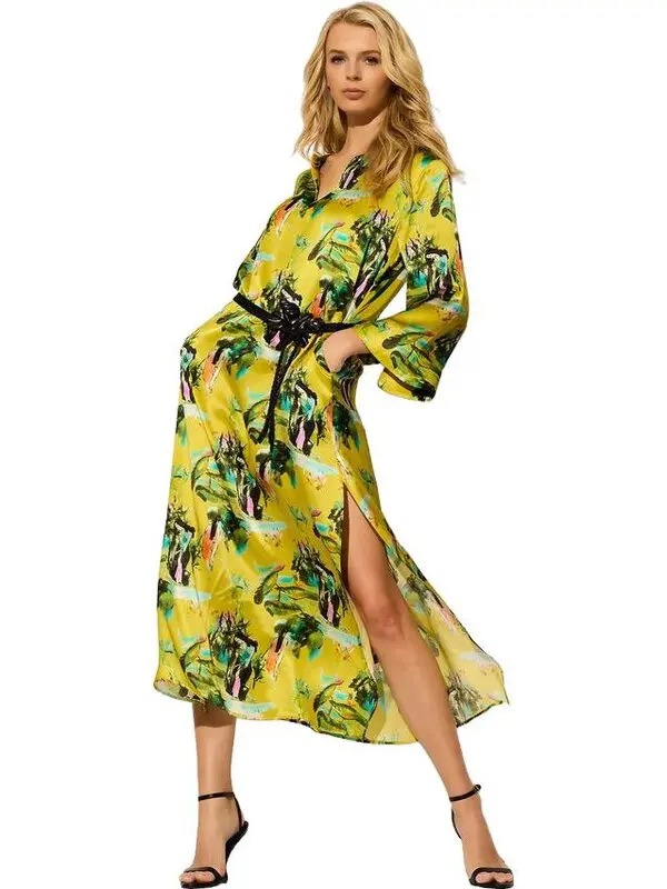 Natori Bali Silk Caftan - Yellow