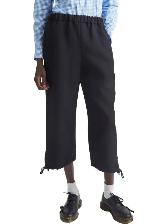 Comme Des Garçons Crop Gabardine Wide-leg Pants - Black