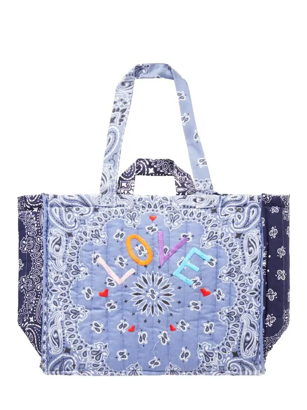 CALL IT BY YOUR NAME Cabas Maxi Embroidered Tote Bag - Blue