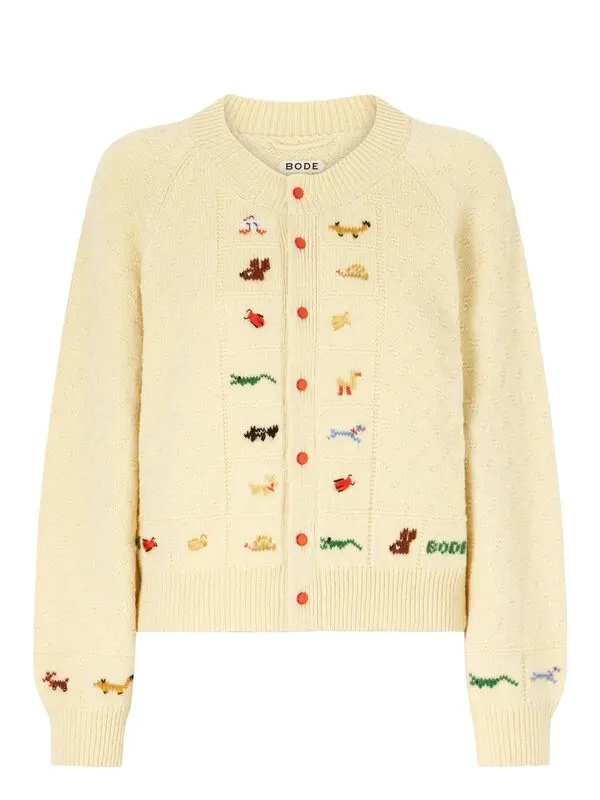 BODE Zoologist Embroidered Cardigan - Yellow