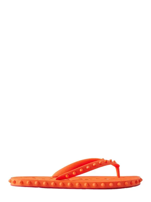 CHRISTIAN LOUBOUTIN Super Loubi Studded Flip Flops - Orange