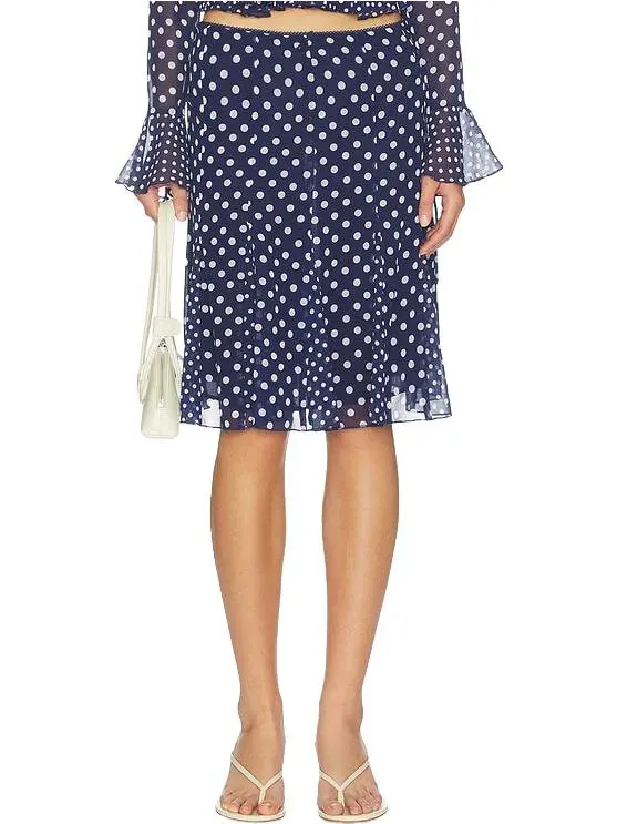 GUIZIO Paloma Skirt - Navy Polka Dot
