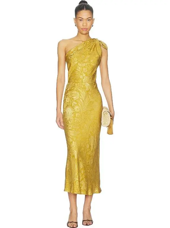 Veronica Beard Grycen One-shoulder Dress - Gold Ochre
