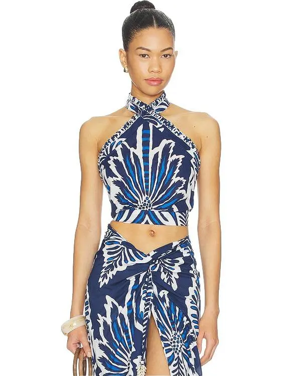 Poupette St Barth Suma Halter Top - Navy Cartagena