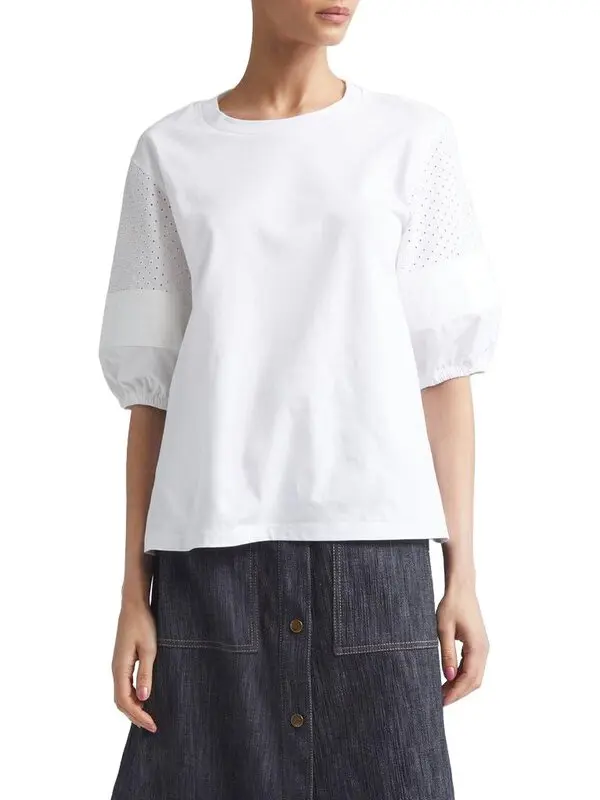 Moncler Flax Blend Crewneck T-shirt - White