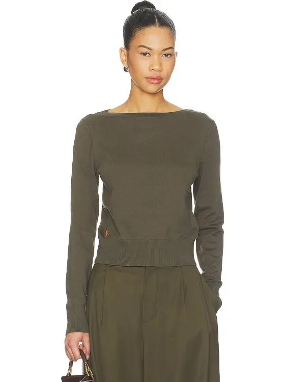 Polo Ralph Lauren Long Sleeve Boat Neck Top - Harvest Olive