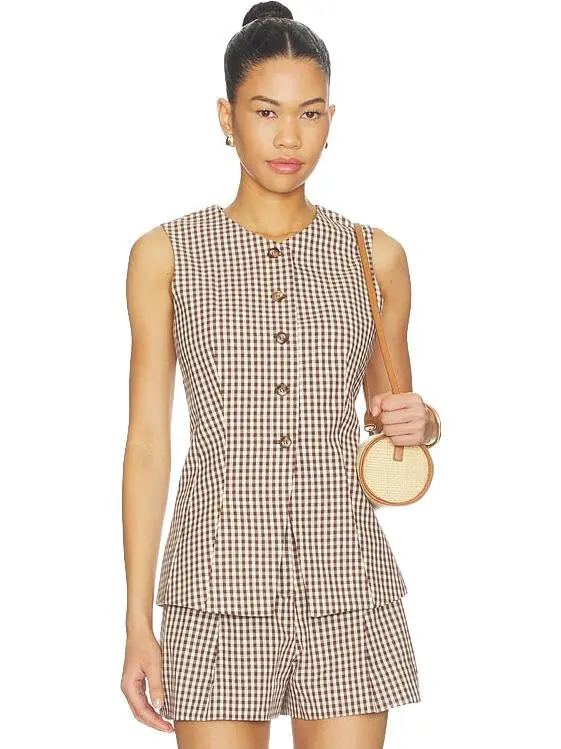 Astr The Label Karan Vest - Brown Checker