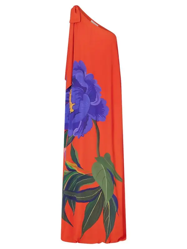 Borgo De Nor Floral-print Satin-crepe Maxi Dress - Red