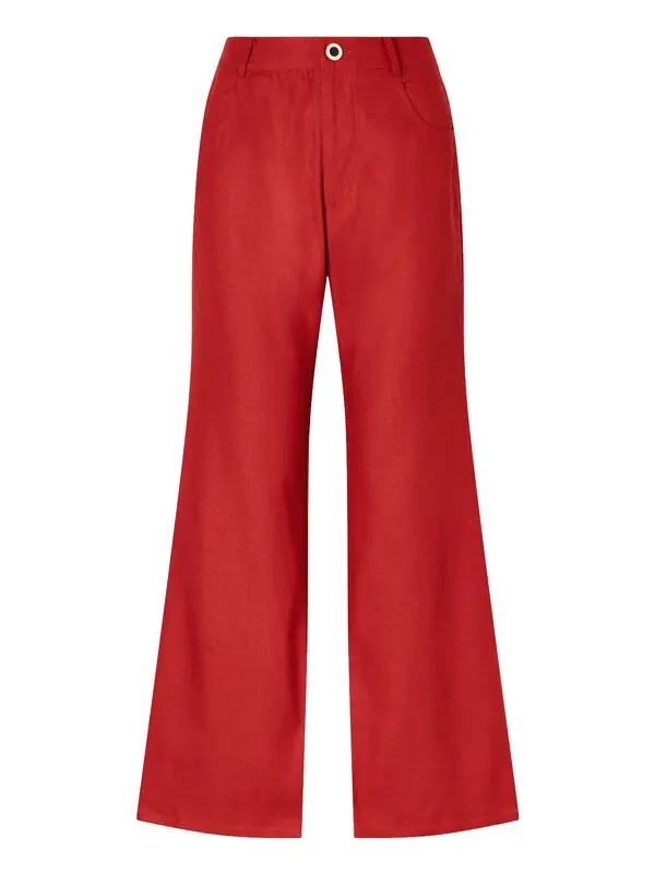 Alix Of Bohemia Silk Flared Jeans - Red