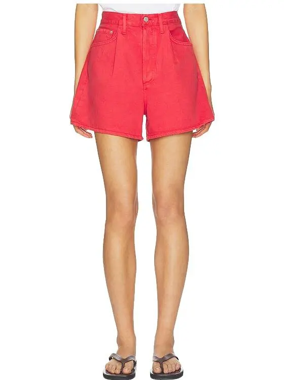 AGOLDE Rhoda Pleated A-line Denim Shorts - Carnival